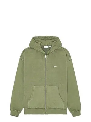 Obey Lowercase Pigment Zip Hoodie - Pigment Deep Lichen Green