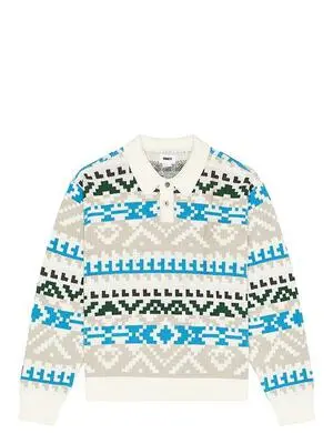 Obey Geo Sweater Polo In White - Whisper White Multi