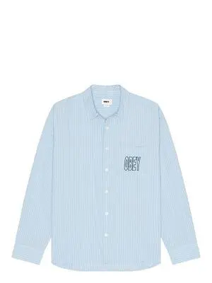 Obey Bigwig Blueprint Woven Shirt In Blue - Cerulean Multi