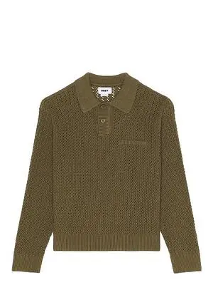 Obey Duane Sweater Polo In Green - Tea Leaf