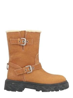 Philippe Model Leather Biker Ankle Boots With Buckle Detailing - Camel