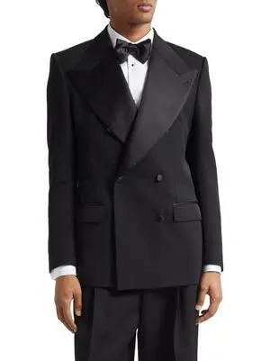 Dolce & Gabbana Double Breasted Virgin Wool & Silk Blend Blazer - N0000 Nero