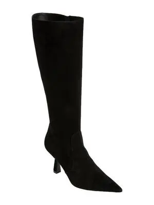 STUART WEITZMAN Pointy Toe Knee High Boots - Black Suede
