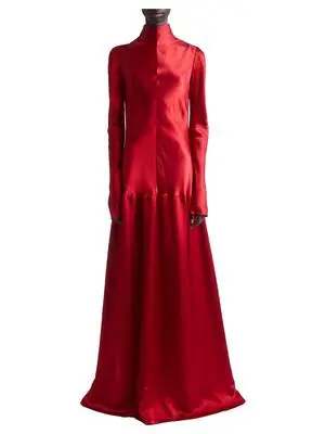 FFORME Mila Bias-cut Long-sleeve Gown - Bright Red