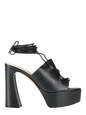 GIANVITO ROSSI Leather Platform Sandals - Black