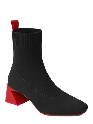Vivaia Square-Toe Heeled Boots Black Ruby Red
