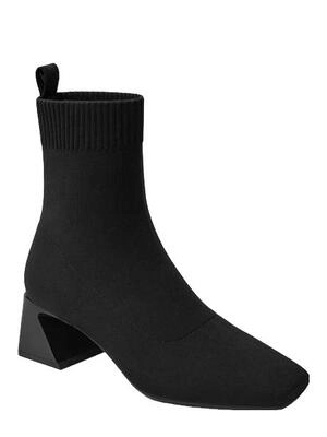 Vivaia Square-toe Heeled Boots - Black