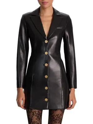 Alice + Olivia Michelle Faux Leather Mini Blazer Dress - Black