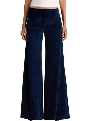 Alice + Olivia Olivia Velvet Flare Leg Pants - Dark Midnight Blue