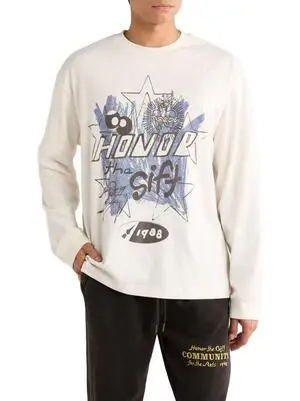 HONOR THE GIFT Pop Art Long Sleeve Cotton Graphic T-shirt - White