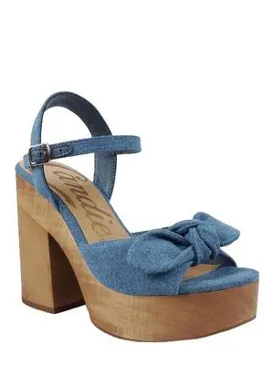 CANDIE'S Knotted Platform Sandal Blue Fabric
