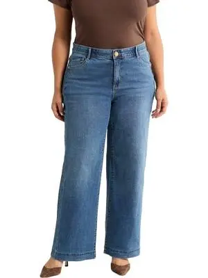 Wit & Wisdom Gracie Skyrise Wide Leg Jeans - Mid Blue