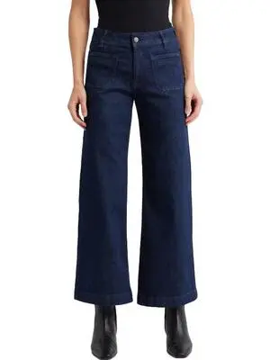 MAVI Paloma Patch Pocket High Waist Wide Leg Jeans - Rinse Flex Blue