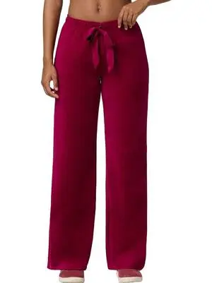 FLORENCE BY MILLS Velour Wide Leg Pants - Bing Cherry