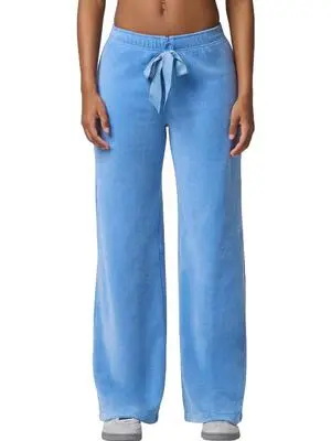 FLORENCE BY MILLS Velour Wide Leg Pants - Vintage Blue