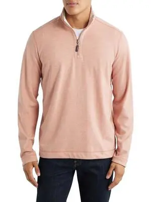 Johnston & Murphy Icon Reversible Quarter Zip Pullover - Peach/white