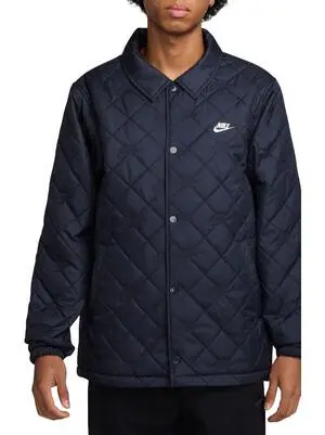 Nike Club Quilted Coach's Jacket - Obsidian/white