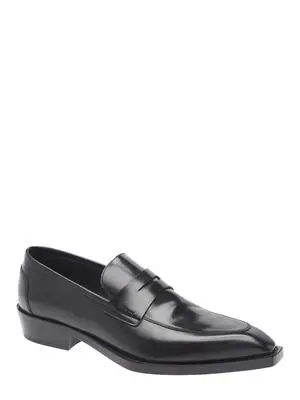 STUART WEITZMAN Camillo Square Toe Suede Penny Loafer Black