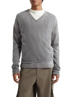 Our Legacy Parallel Merino Wool V-neck Sweater - Grey Spray Dye Cherub Wool