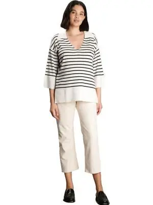 NOM MATERNITY Suki Maternity Sweater - White & Black Striped