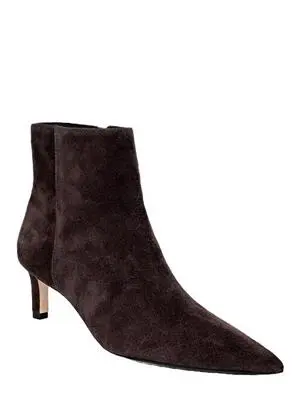 L'Agence Lilly Pointed Toe Bootie Dark Brown Suede