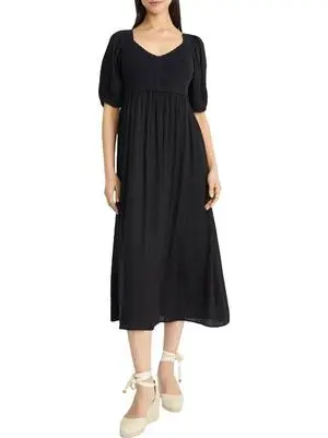 THE GOOD JOURNEY Mixed Media Midi Dress - Black