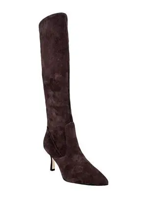 L'Agence Marya Knee High Boot - Dark Brown Suede
