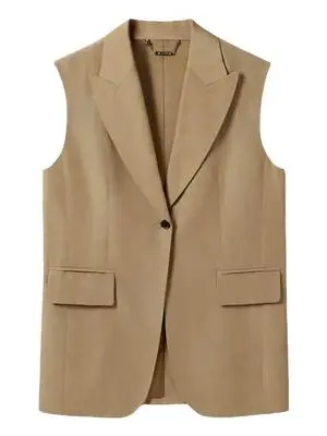 LILYSILK Single Button Sleeveless Lapel Vest