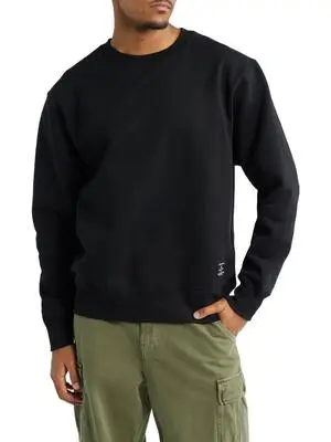 Alpha Industries Logo Patch Cotton Fleece Crewneck Sweatshirt - Black