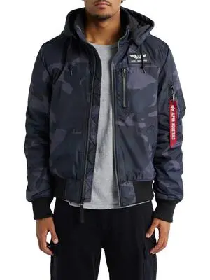 ALPHA INDUSTRIES Hooded Rib Flight Jacket