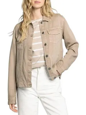 THREAD & SUPPLY Jackie Denim Trucker Jacket - Taupe