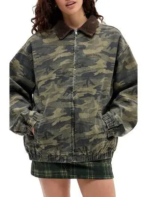 BDG URBAN OUTFITTERS Camo Zip Jacket - Green