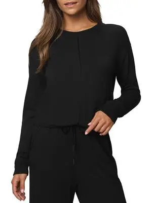 Splendid Ribbed Trim Sweatshirt Black