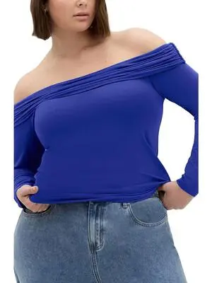 City Chic Off-the-shoulder Top - Cobalt