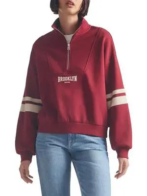 Brooklyn Industries Oversize Half Zip Cotton Sweatshirt - Biking Red
