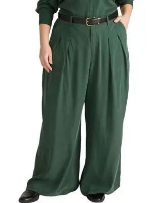 Universal Standard Wide-leg Cupro Pants - Forest Green