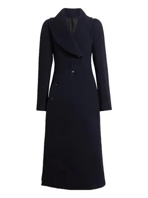 Alaïa Double Face Merino Wool Curved Coat - Minuit