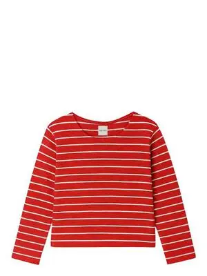 VIR VITA Camille Linen Striped Top - Classic Red/white