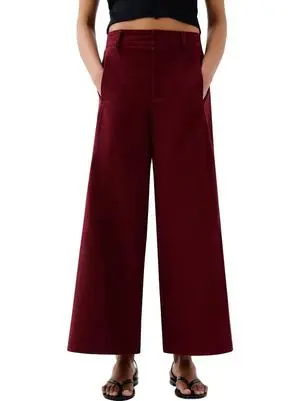 SCALPERS Straight Leg Trousers - Burgundy
