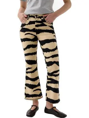 SCALPERS Zebra Print Ankle Flare Jeans - Animalprint