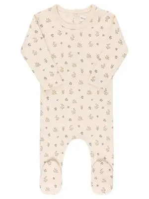 ELY'S & CO. Garden Floral Print Footie - Ivory Boy