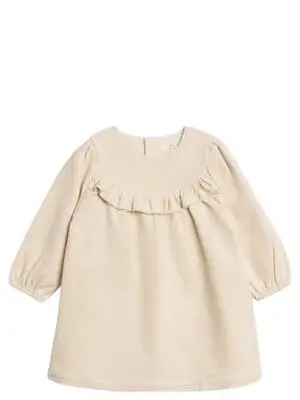 KENDI Dafina Corduroy Yoke Ruffle Dress - Cream