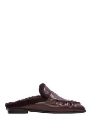 BLACK SUEDE STUDIO Theo Backless Loafer - Chocolate Leather