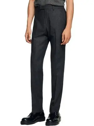 Sandro Wool Suit Trousers - Heather Charcoal