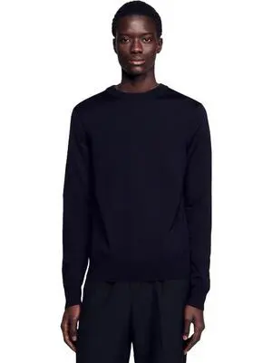 Sandro Merino Wool Sweater - Navy Blue