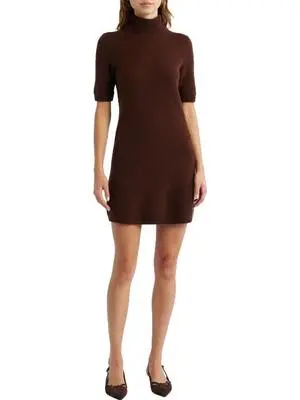 DÔEN Agathe Turtleneck Cashmere Sweater Dress - Dark Umber