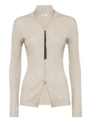 Brunello Cucinelli Cashmere And Silk Cardigan - Desert