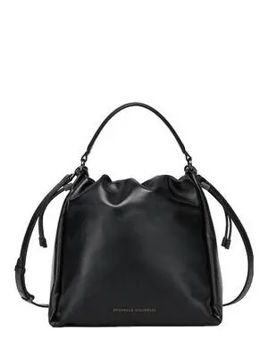 Brunello Cucinelli Leather Bucket Bag - Black