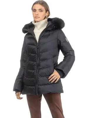 Gorski Après-ski Mid Puffer Jacket With Detachable Shearling Trim - Black/black