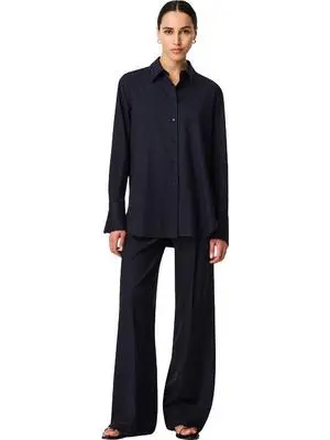 Another Tomorrow Relaxed Fit Shirt - Navy/chalk